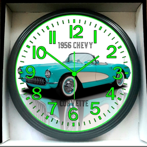 Wall Decor | 1956 Chevy Chevrolet Corvette Glow In The Dark Wall Clock ...